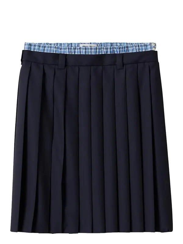 Miu Miu Double-waist Pleated Skirt - Bleu