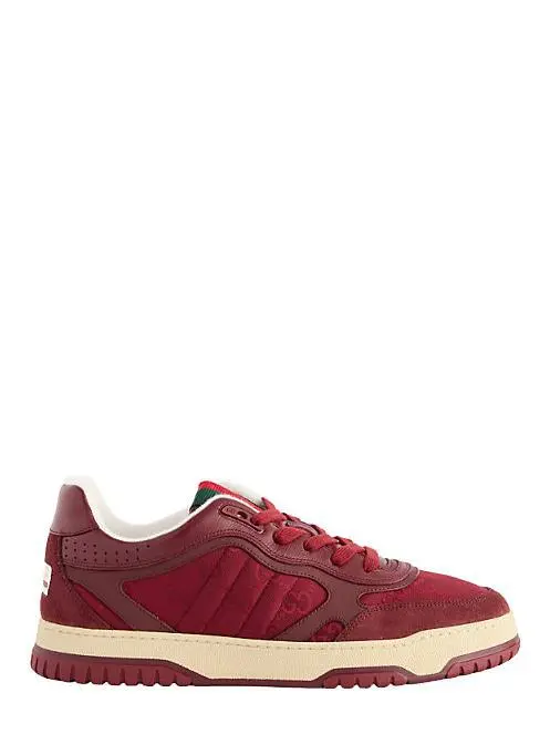 Gucci Re-web Suede And Shell Mid-top Trainers - Burgundy Rossa Ancora