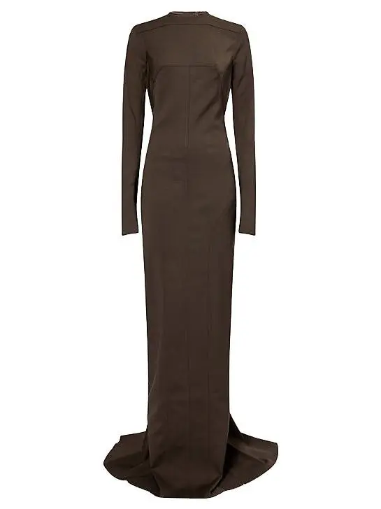 Rick Owens Long-sleeved Stretch-wool Blend Gown - Darkdust