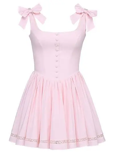 House Of Cb Bow-embellished Stretch-cotton Mini Dress - Pink