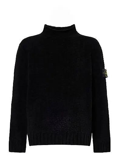 Stone Island Cotton-knitted Chenille Jumper - Black