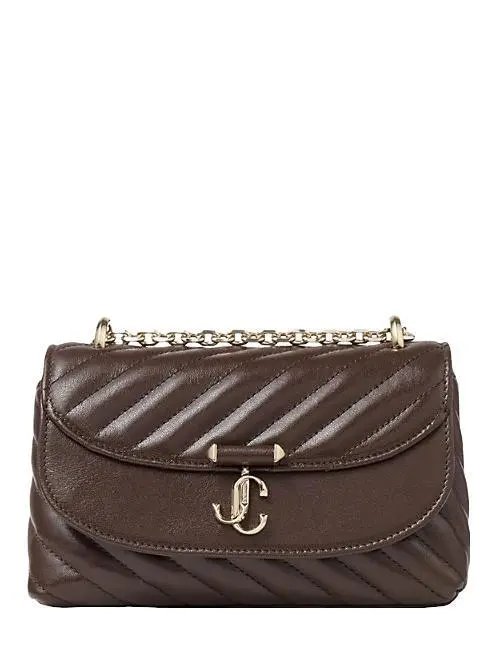 JIMMY CHOO Curve Small Quilted Leather Cross Body Bag - Chocolate/shiny Gold
