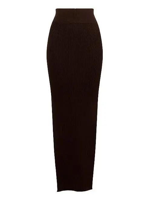 Rick Owens Sacriskirt Ribbed Knitted Midi Skirt - Brown