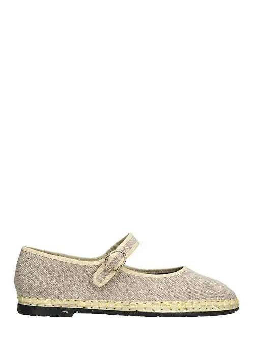 FLABELUS Imelda Linen Ballet Flats - Bone/comb