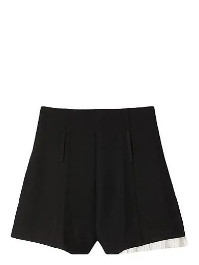 Sandro High-rise Stretch-woven Shorts With Contrast Trim - Black