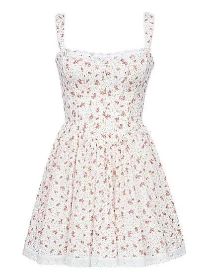 House Of Cb Ami Corset-bodice Mini Dress - White Rose Print