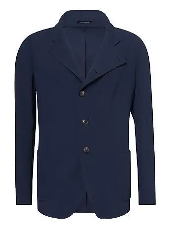 Emporio Armani Funnel-neck Patch-pocket Jersey Blazer - Vulcan