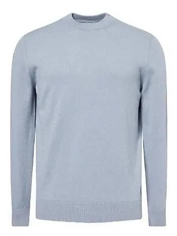 Eleventy Regular-fit Crewneck Cashmere Jumper - Baby Blue And Light Gray