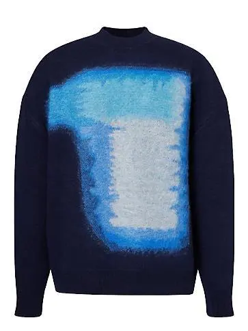 Givenchy Regular-fit Graphic-motif Wool-blend Jumper - Navy/blue