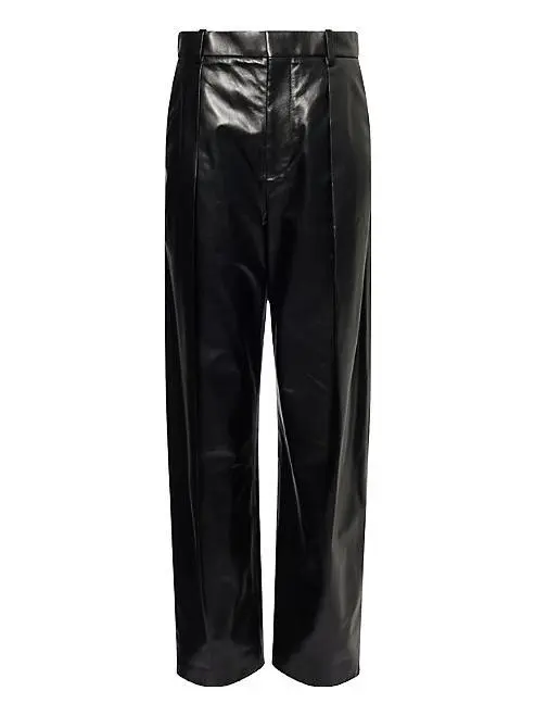 Bottega Veneta Tapered-leg Pleated Leather Trousers - Black