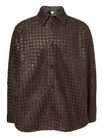Bottega Veneta Relaxed-fit Intrecciato Leather Shirt - Fondant Tobacco