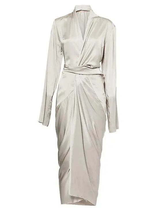 Rick Owens Woven Wrap Midi Dress - Pearl