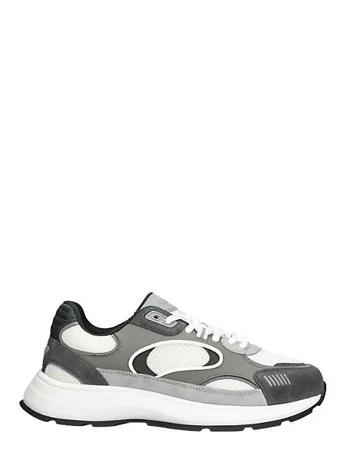 ARNE Circuit Mesh And Leather Low-top Trainers - Grey Mid