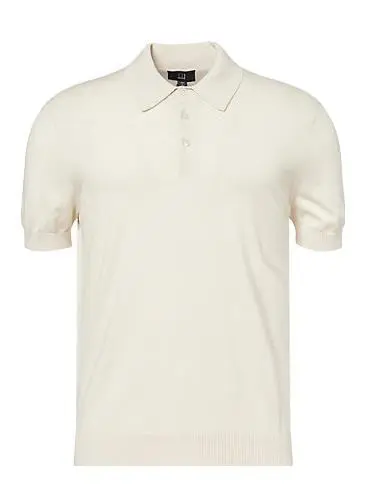 Dunhill Short-sleeves Regular-fit Cotton And Silk Polo Shirt - Off White