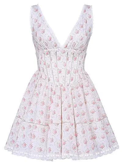 House Of Cb Salma Floral-print Mini Dress - Rose Print