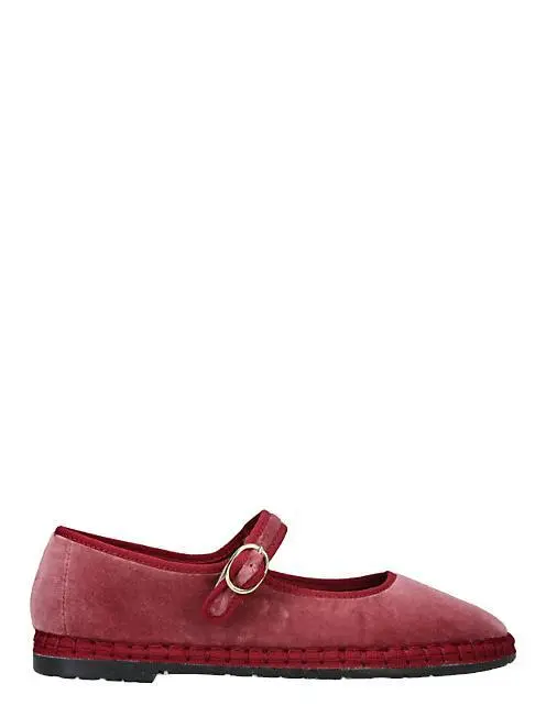 FLABELUS Theresa Velvet Mary Jane Flats - Pink