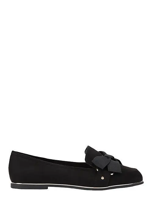 Kurt Geiger Mable Bow Faux-suede Loafers - Black