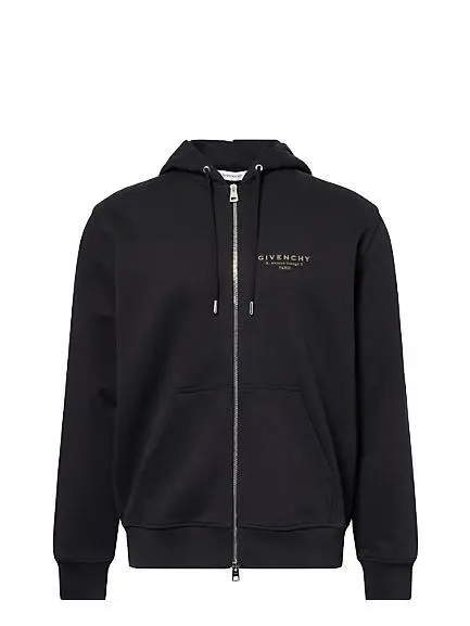 Givenchy Brand-print Cotton-jersey Hoody - Black