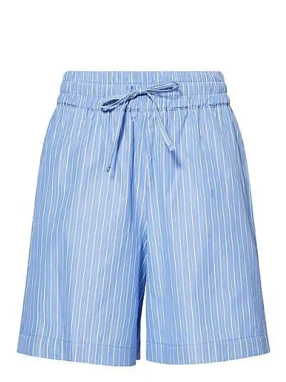 Max Mara Corinto Striped Cotton-poplin Shorts - Avio