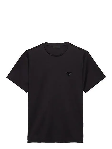 Prada Triangle Logo-plaque Cotton-jersey T-shirt - Black