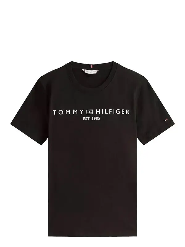 Tommy Hilfiger Embroidered-logo Cotton T-shirt - Black