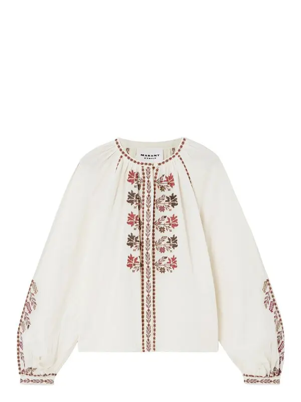 Isabel Marant Lynne Embroidered Cotton-gauze Blouse - Ecru