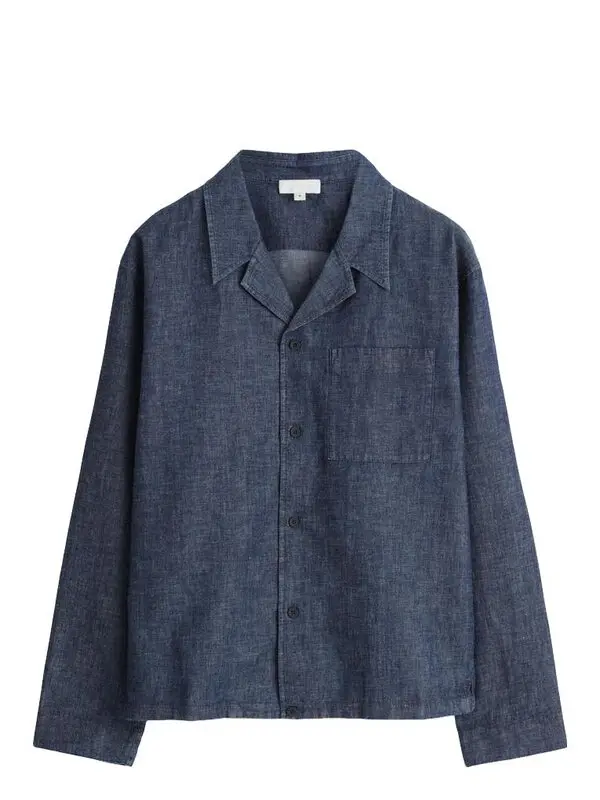 Cos Resort-collar Denim Overshirt - Blue