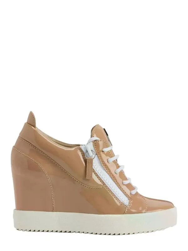 GIUSEPPE ZANOTTI Patent Leather Wedge Trainers - Neutrals