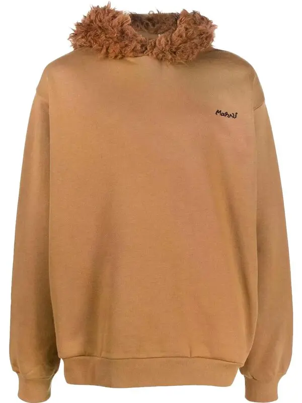 Marni Embroidered Logo Hoodie - Brown