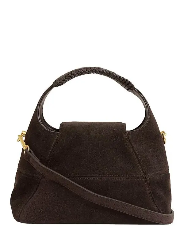 REISS Octavia Suede Shoulder Bag - Chocolate