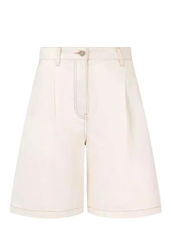 STUDIO TOMBOY Pleated Denim Shorts - White