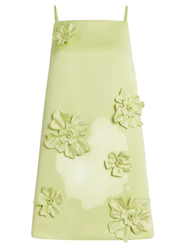 LEO LIN Satin Floral Leia Mini Dress - Green