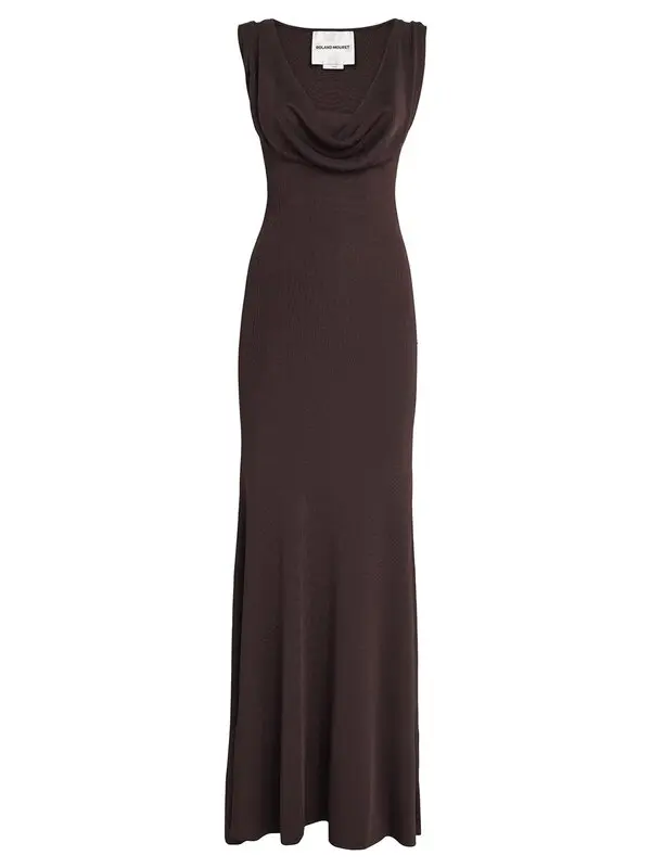 Roland Mouret Knitted Draped Maxi Dress - Brown