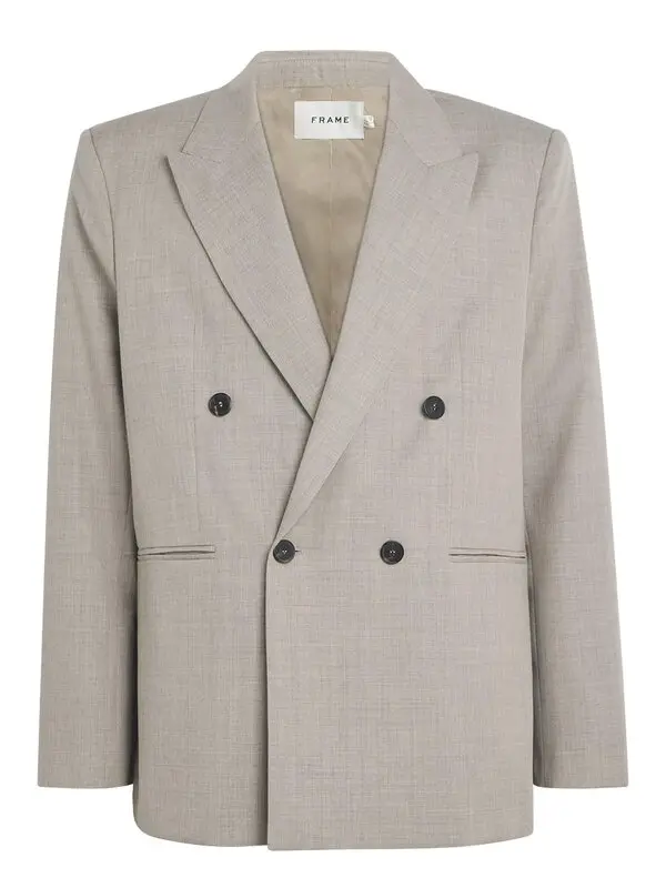FRAME Wool Double-breasted Blazer - Brown
