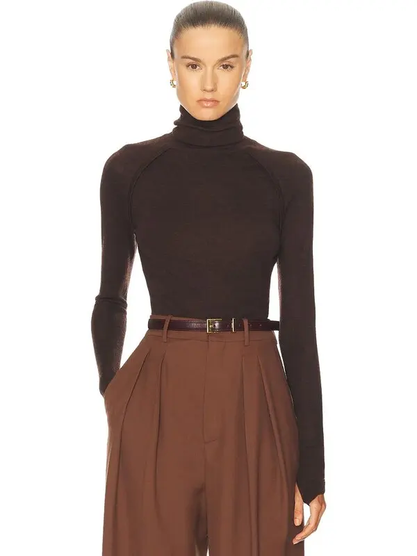 Victoria Beckham Turtleneck Top - Dark Chocolate