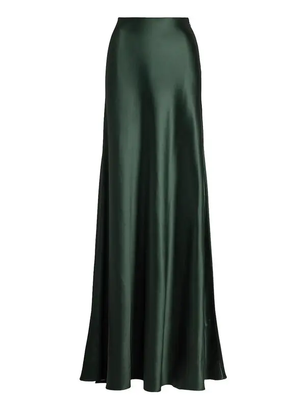 Ralph Lauren Masina Stretch Satin Skirt - Dark Racing Green