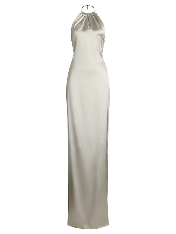 Ralph Lauren Corra Stretch Satin Evening Dress - Mist