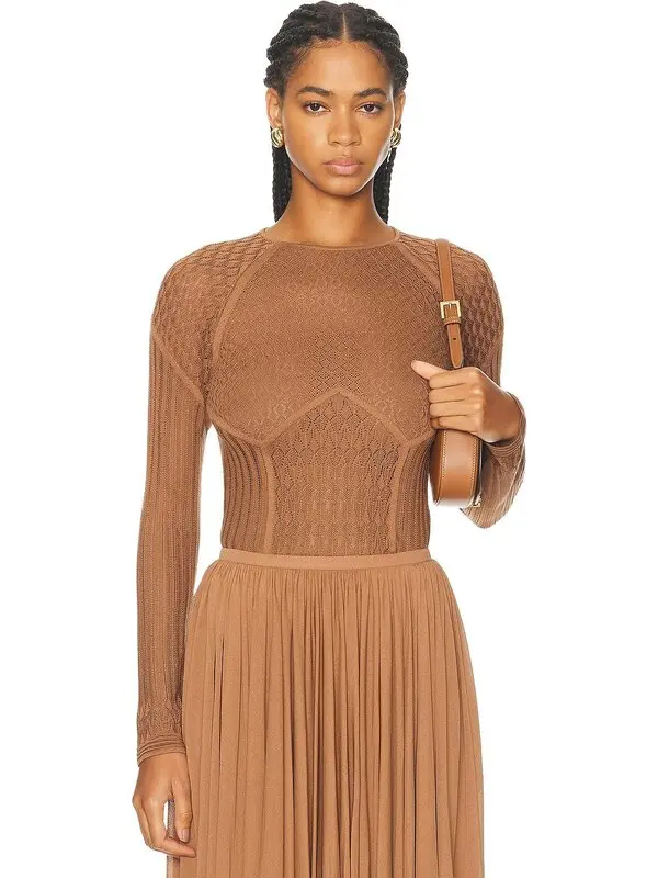 Ralph Lauren Lace Pointelle Raglan-sleeve Sweater - Light Toffee