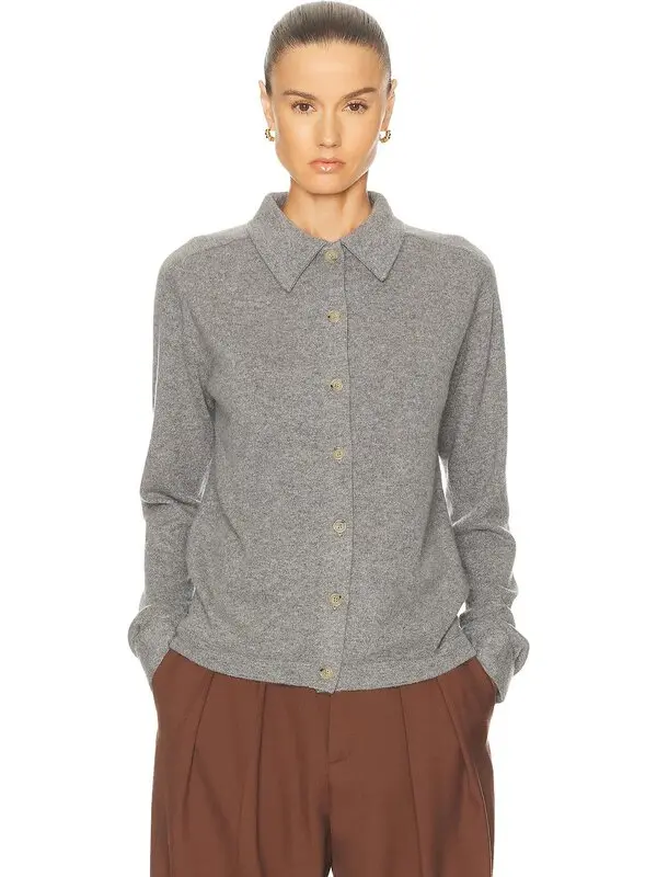 TOTEME Cashmere Cardigan With Raglan Sleeves - Grey Melange