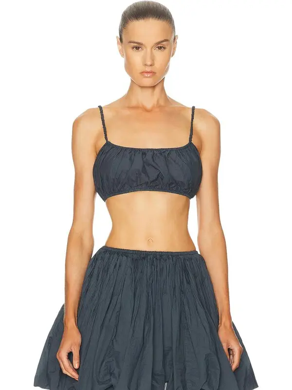 Alaïa Pleated Bralette Top - Lichen