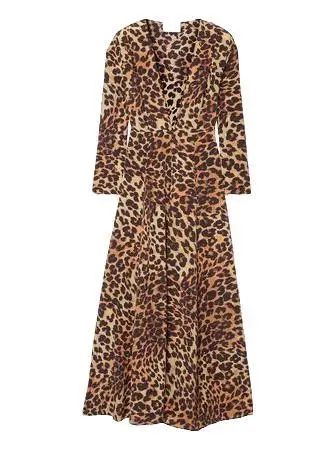 We Are Leone Silk Leopard-print Overcoat - Brown