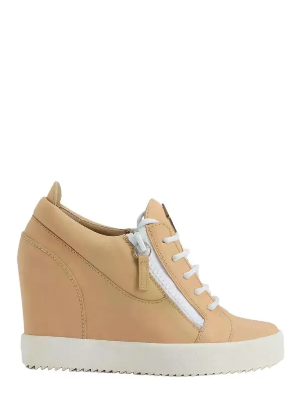 GIUSEPPE ZANOTTI 75mm Zip-detail Wedge Sneakers - Neutrals
