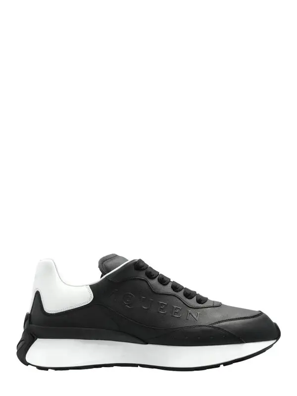 Alexander McQueen Leather Logo Trainers - Black