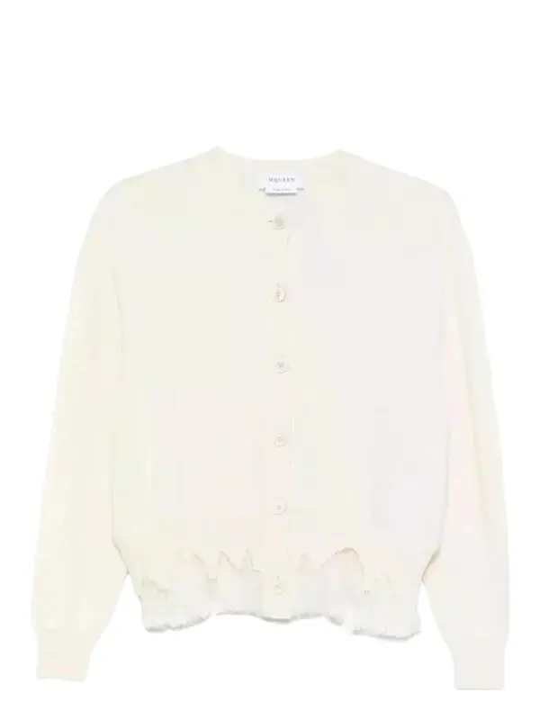 Alexander McQueen Lace-trimmed Wool-cashmere Cardigan - Neutrals
