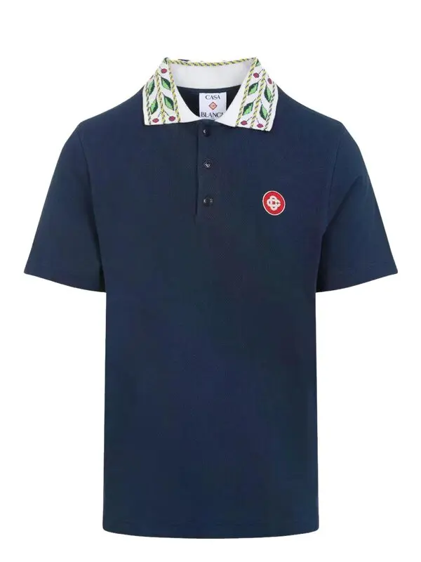 Casablanca Laurel Cotton Polo Shirt - Blue