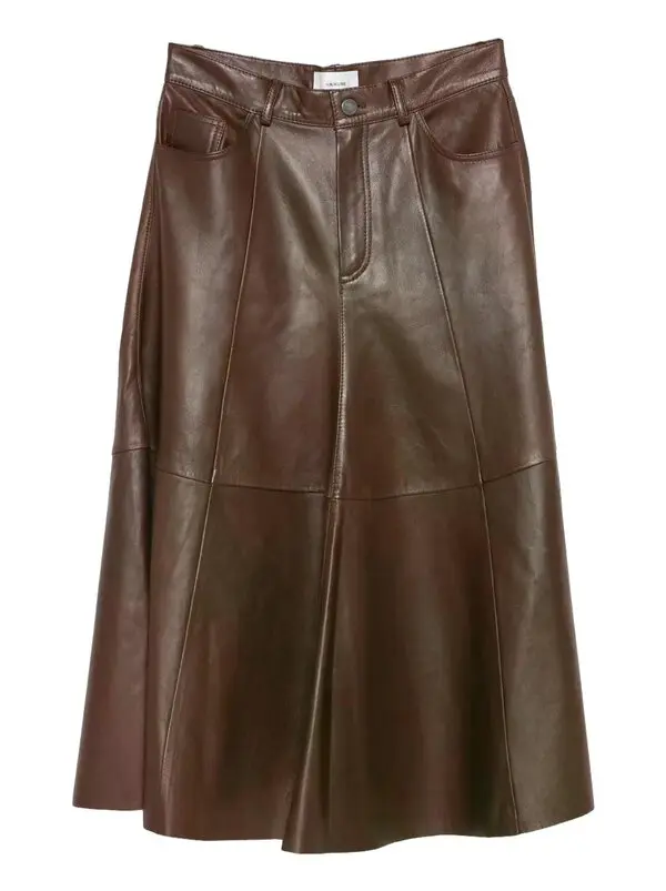 HAIKURE Serenity Leather Midi Skirt - Brown