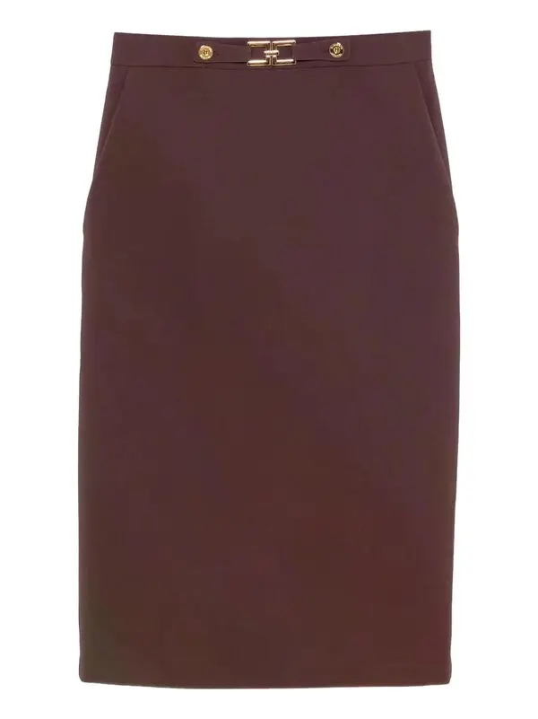 Elisabetta Franchi Button-detailed Pencil Skirt - Brown
