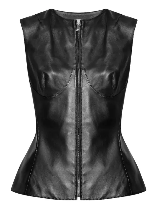 Alexander McQueen Zip-front Sleeveless Top - Black