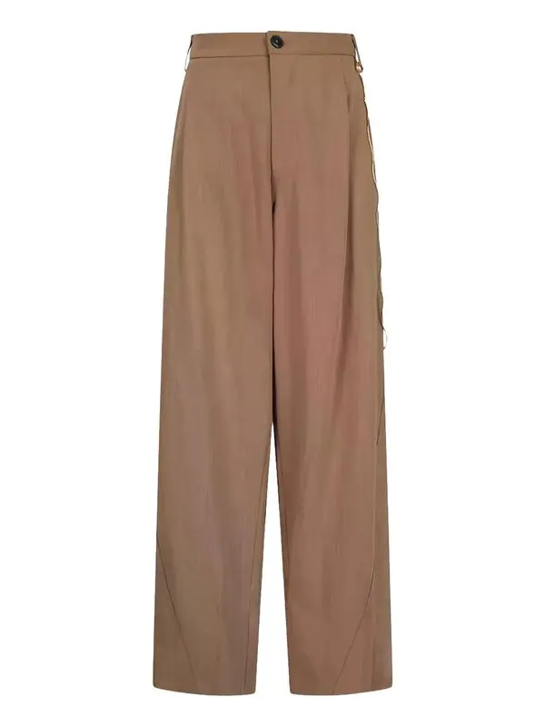 DARKPARK Chain-embellished Pleated Trousers - Brown