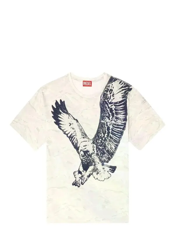 DIESEL T-boxt-t14 Eagle-print Camouflage T-shirt - Neutrals
